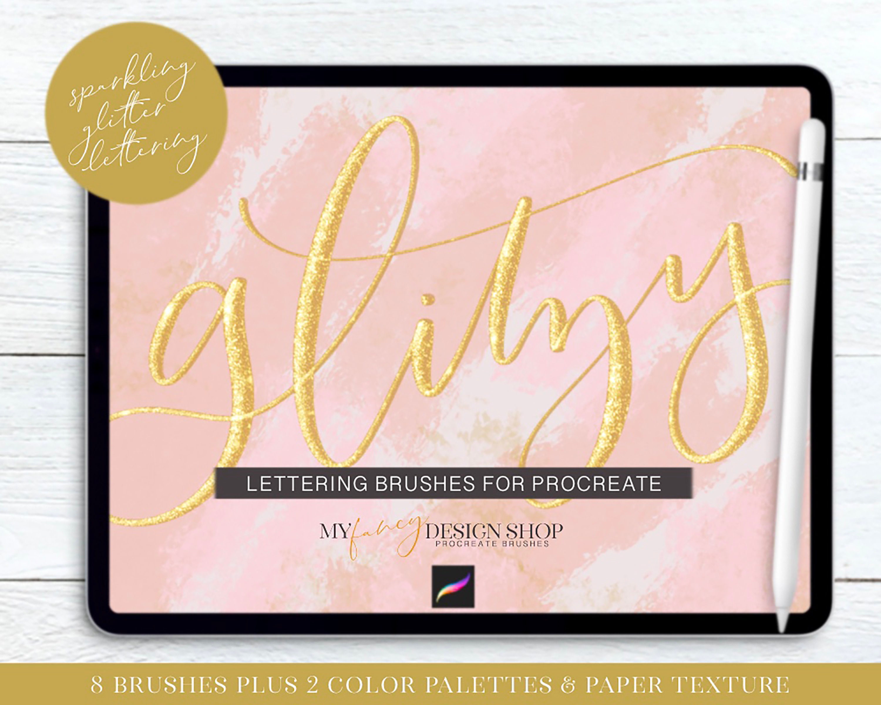 Glitzy Lettering Procreate Brushes Glitter Digital Brushes | Etsy