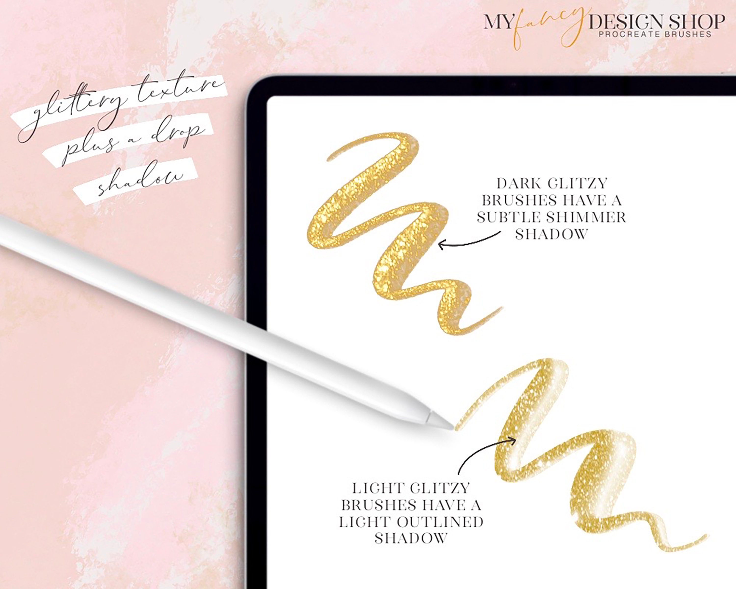 Glitzy Lettering Procreate Brushes Glitter Digital Brushes | Etsy