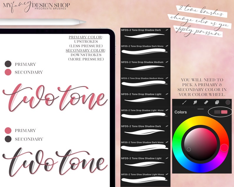 Drop Shadow Lettering Procreate Brushes Digital Calligraphy - Etsy