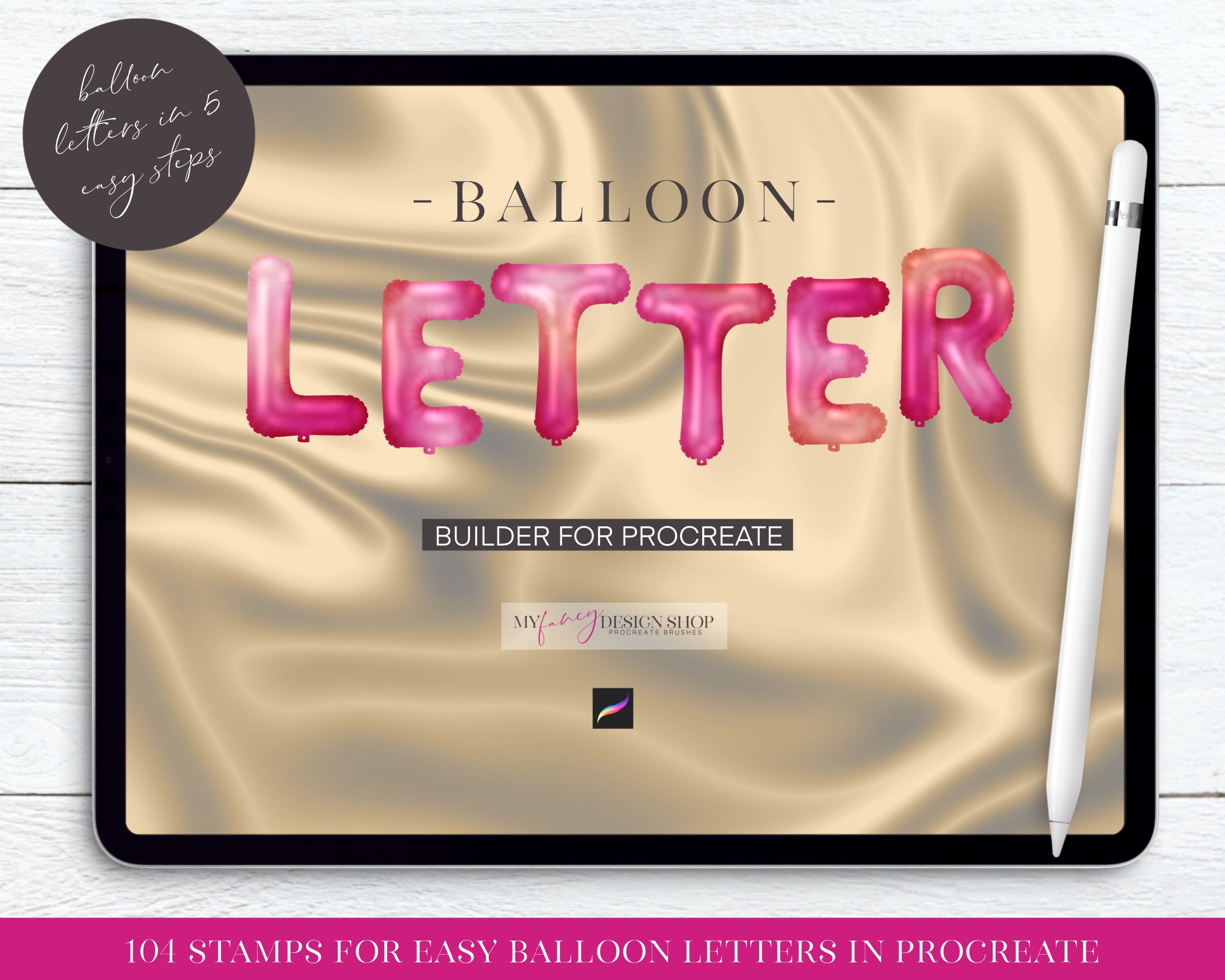 Balloon Letter Procreate Stamp Builder - Foil Balloon Art - Digital ...