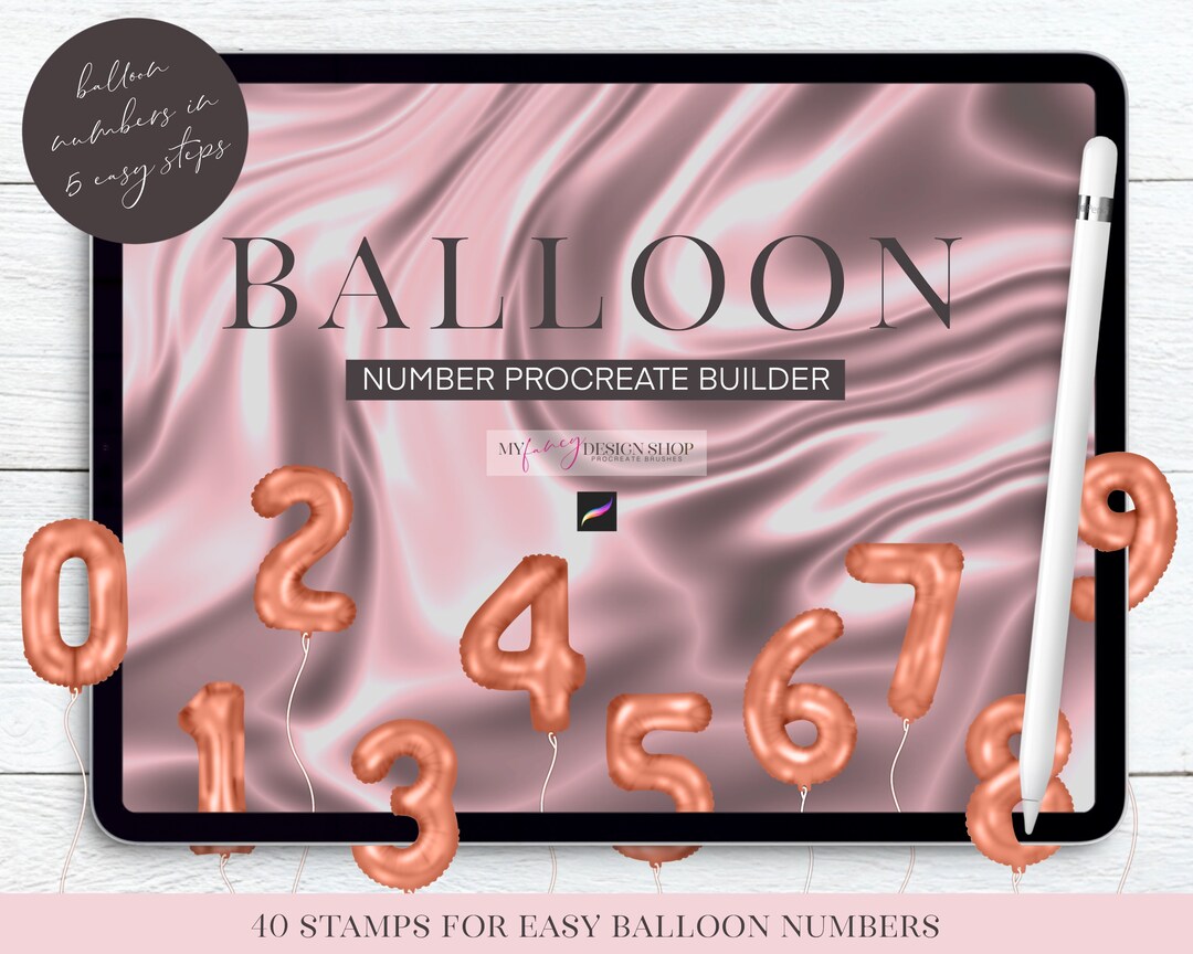 Balloon Number Procreate Builder - Foil Balloon Procreate Stamps ...