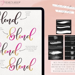 Watercolor Lettering Procreate Brushes - Procreate Illustrating ...