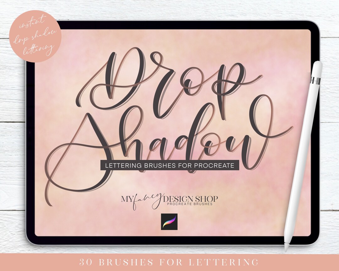 Drop Shadow Lettering Procreate Brushes - Digital Calligraphy Brush Set ...