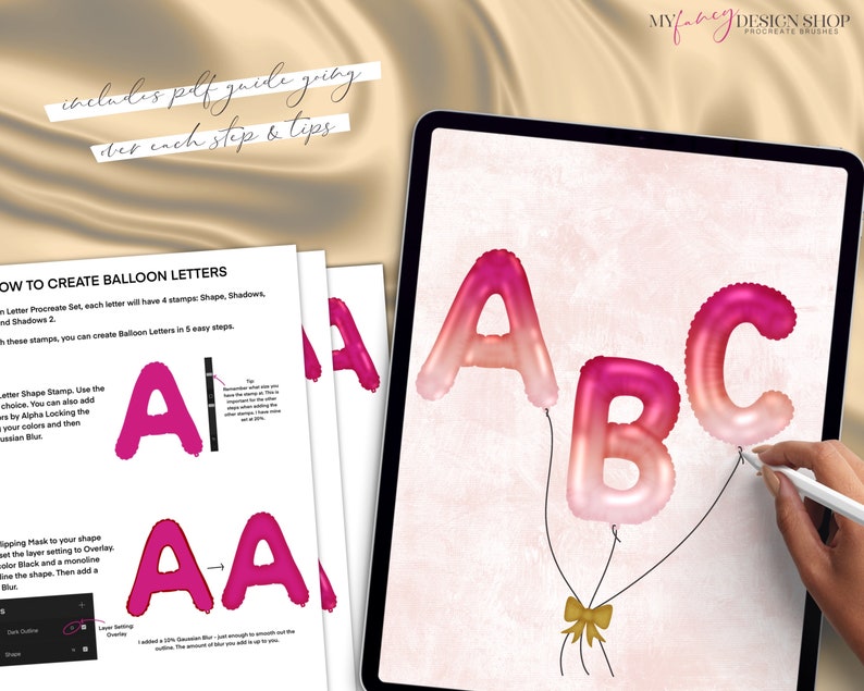 Balloon Letter Procreate Stamp Builder Foil Balloon Art - Etsy