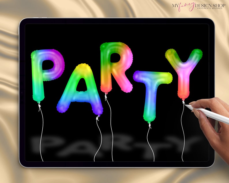 Balloon Letter Procreate Stamp Builder Foil Balloon Art - Etsy