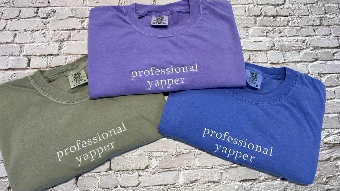 Embroidered Comfort Colors T-shirt: Professional Yapper Design - Etsy