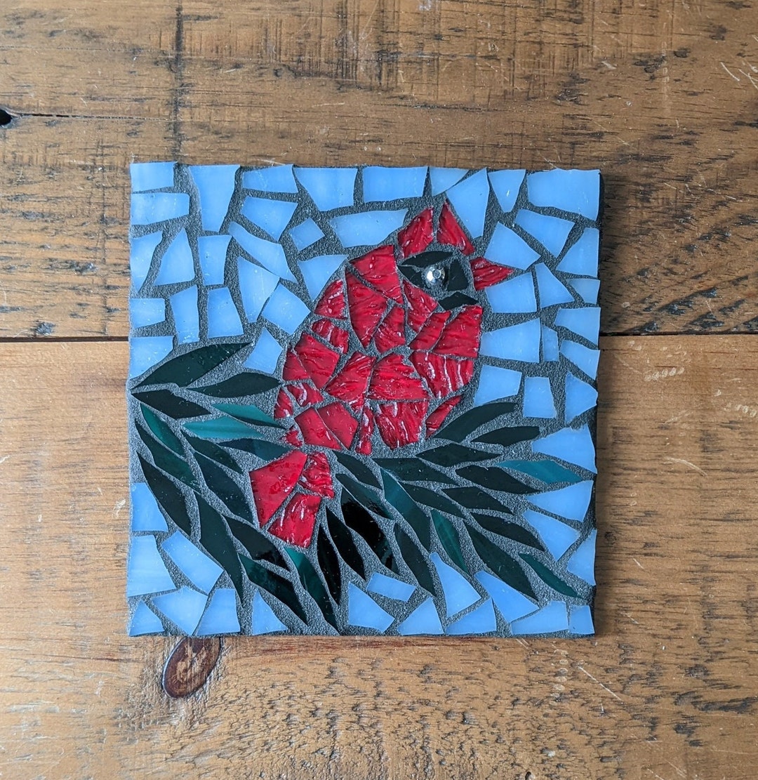 Cardinal Mosaic Kit, Crafting Gift, Cardinal Trivet, DIY Winter Crafts ...