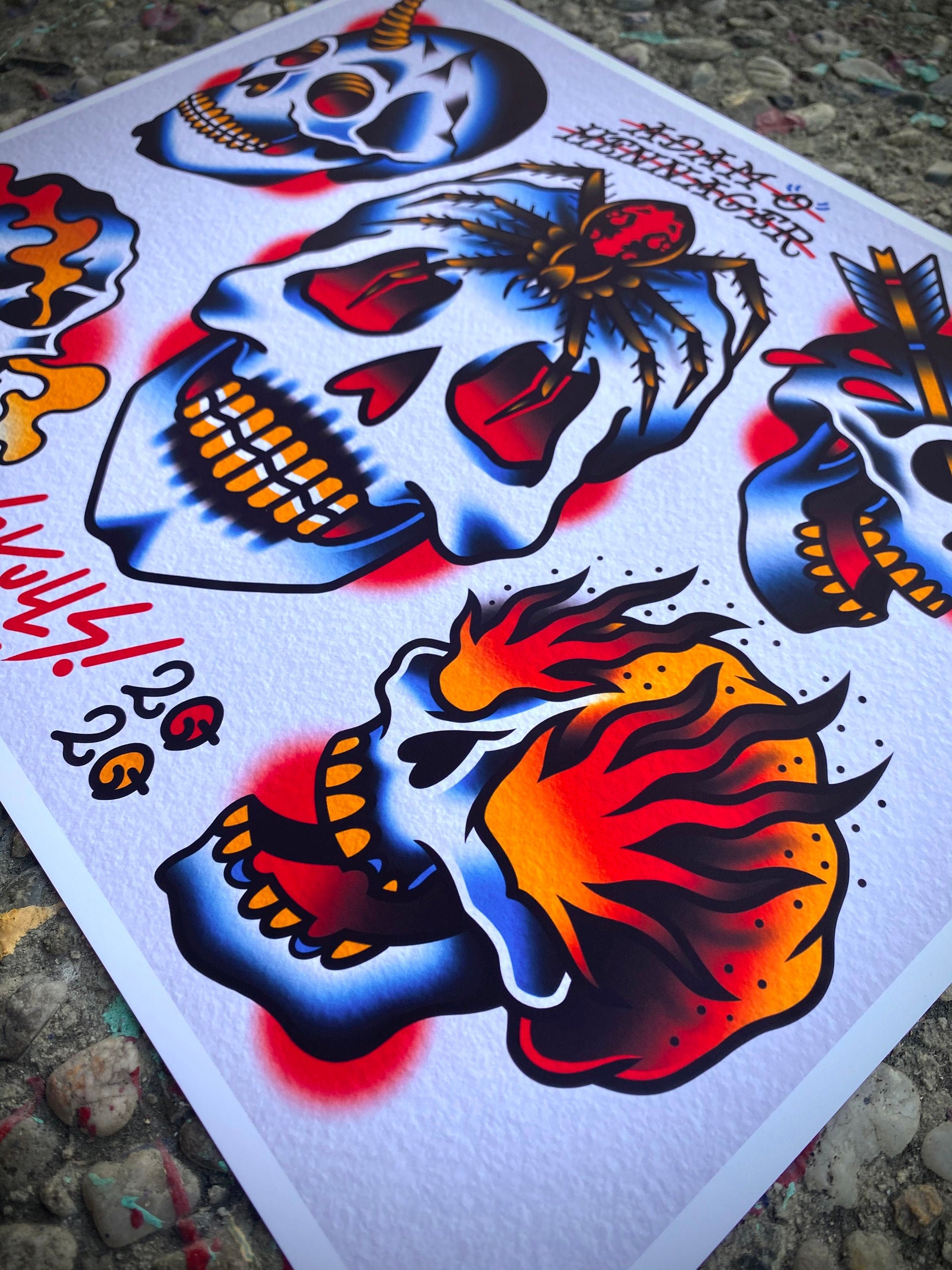 Sailor Jerry Skull Tattoo Flash