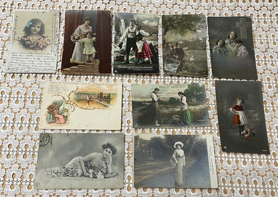 Postcards 10 antique European Postcards Couples genuine vintage ...