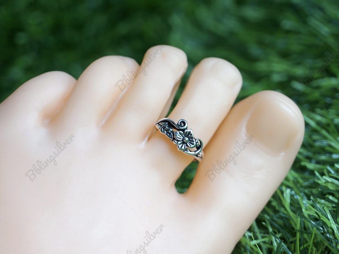 Flower Blossom Toe Ring, Sterling Silver Toe Ring, Boho Toe Ring ...