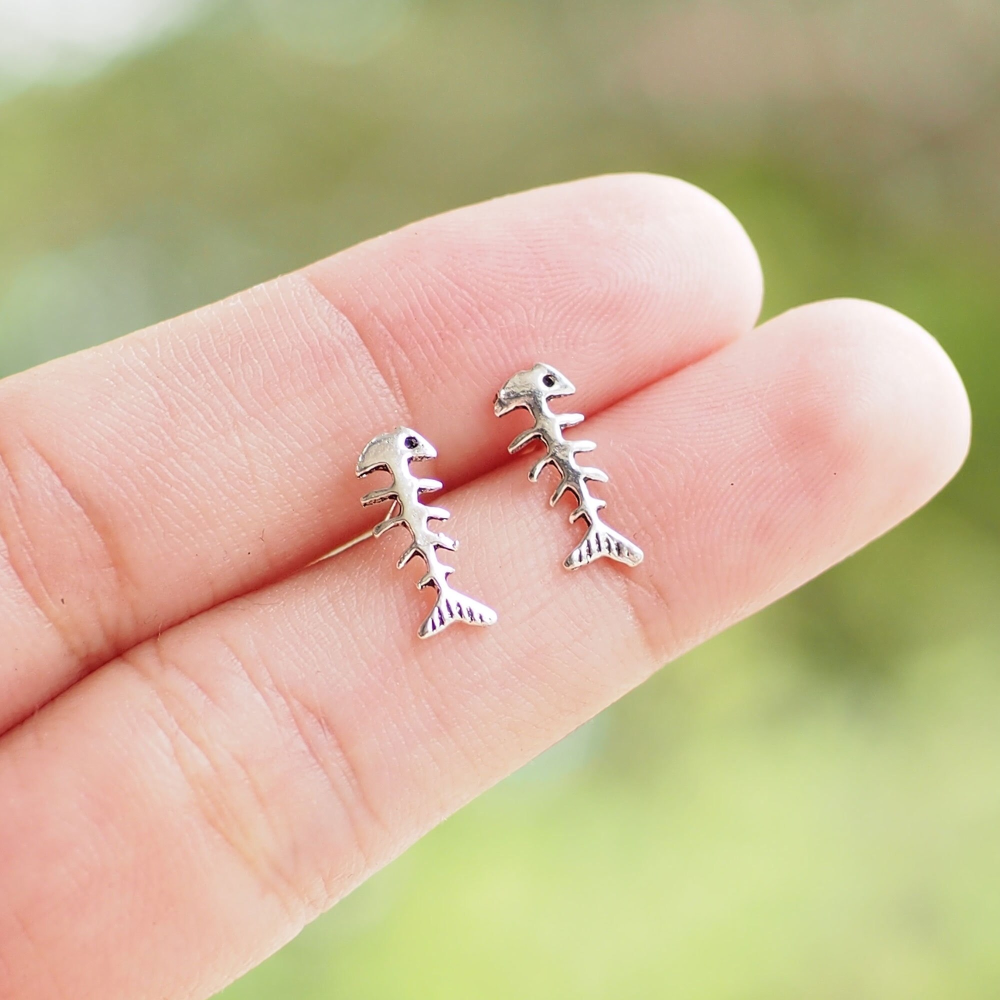 Fish Bone Stud Earrings Fish Earrings Food Earrings Gift | Etsy