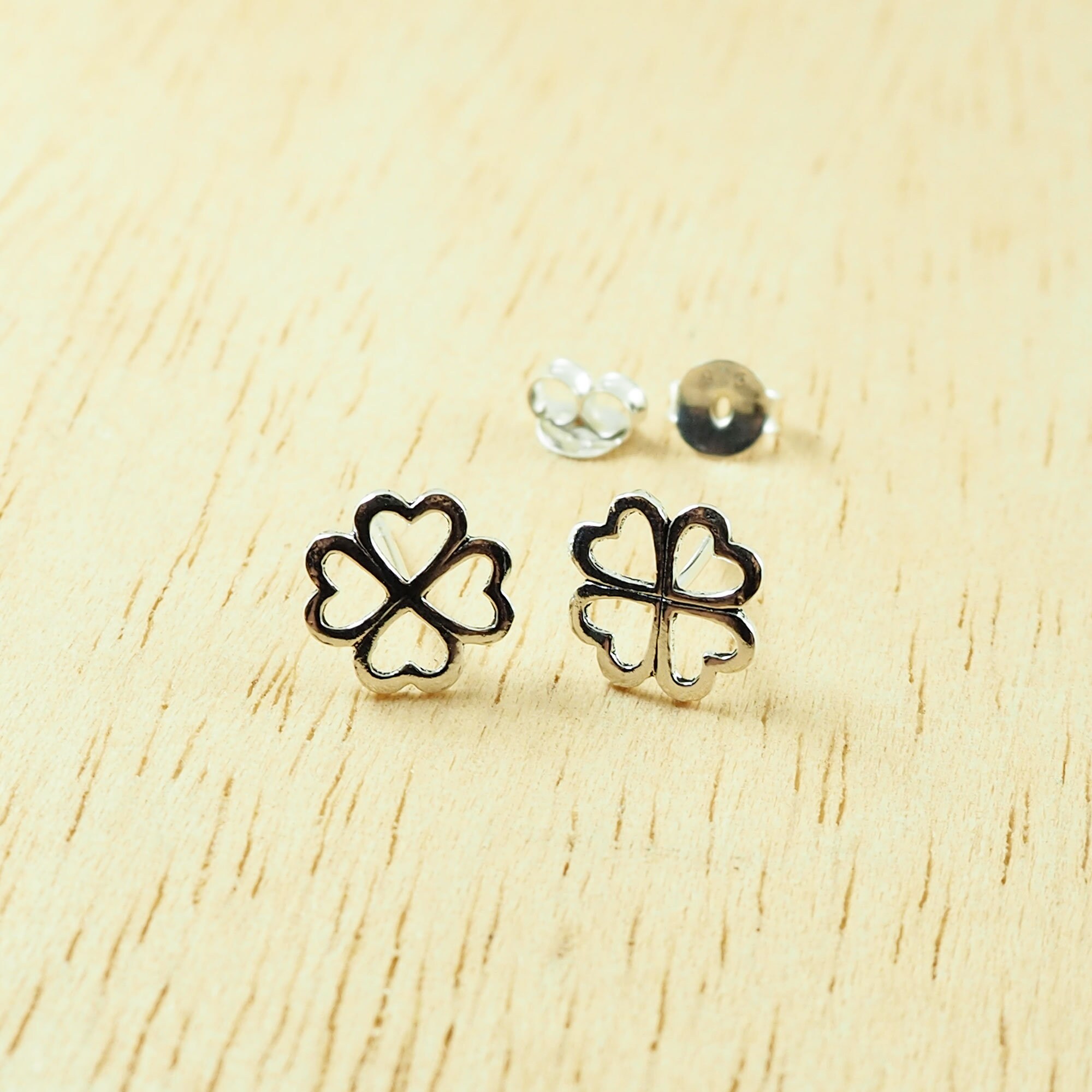 4 Leaf Clover Stud Earrings, Lucky Clover Earrings, Plants Earrings ...
