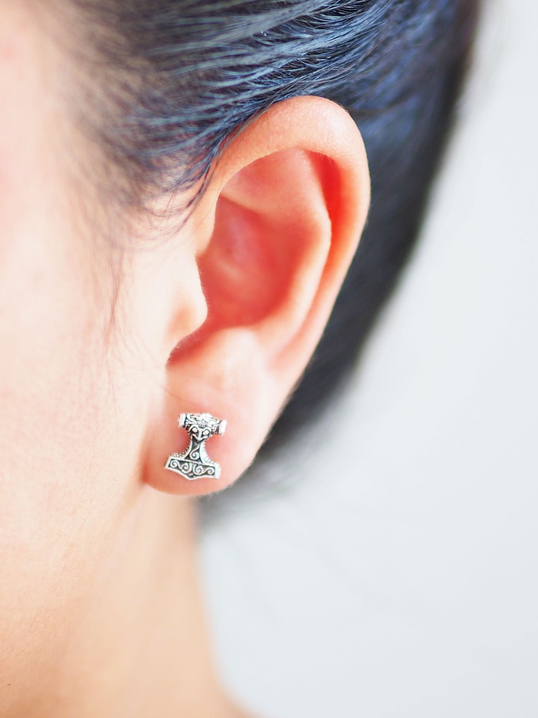 Sterling Silver Thor Hammer Earrings | Viking Norse Stud Jewelry ...