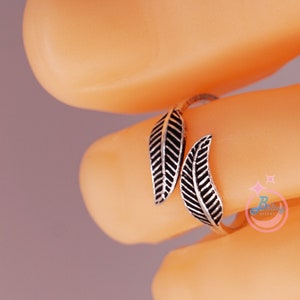 2 Leaf Toe Ring, Sterling Silver Toe Ring, Boho Toe Ring, Leaf Ring, Adjustable Toe Ring / TO4 ...