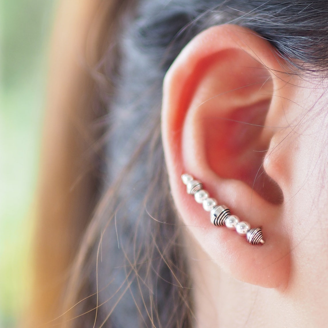 Bali Ball Ear Climber Earrings Ball Earrings Ear Crawler - Etsy