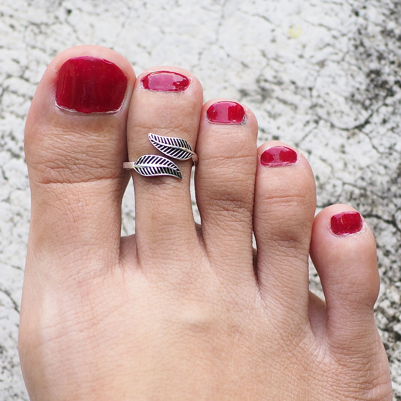 2 Leaf Toe ring Sterling silver Toe ring Boho toe ring Leaf | Etsy