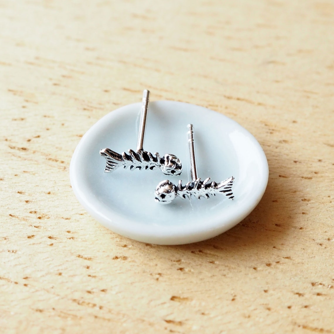 Tiny Fish Bone Stud Earrings, Fish Earrings, Food Earrings, Tiny Stud ...