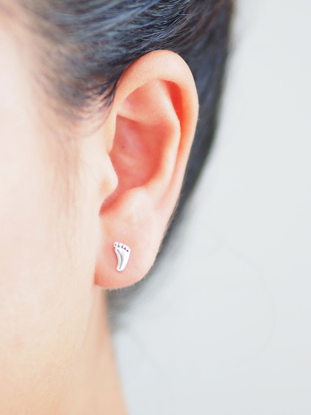 Sterling Silver Foot Stud Earrings, Feet Earrings, Minimalist Jewelry ...