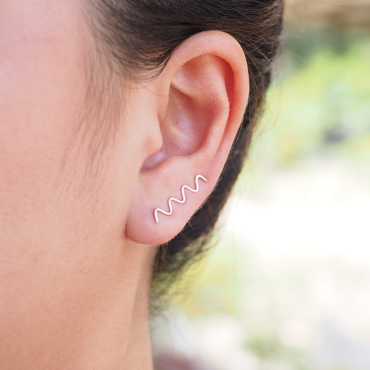 Zig Zag Ear Climber Earrings Line Earrings Minimalist - Etsy