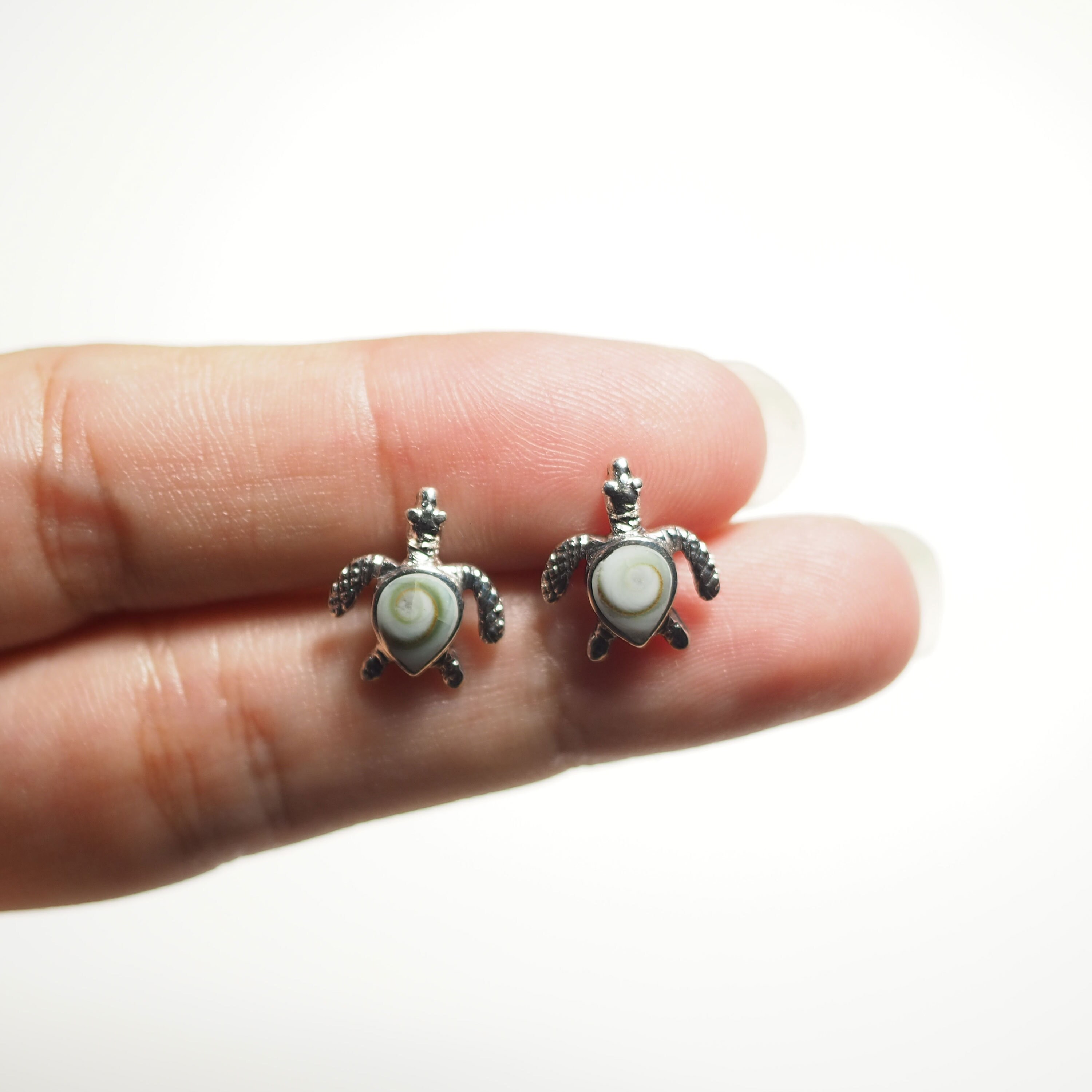 Sea Turtle Stud Earrings Sterling Silver Shell Turtle Earrings | Etsy