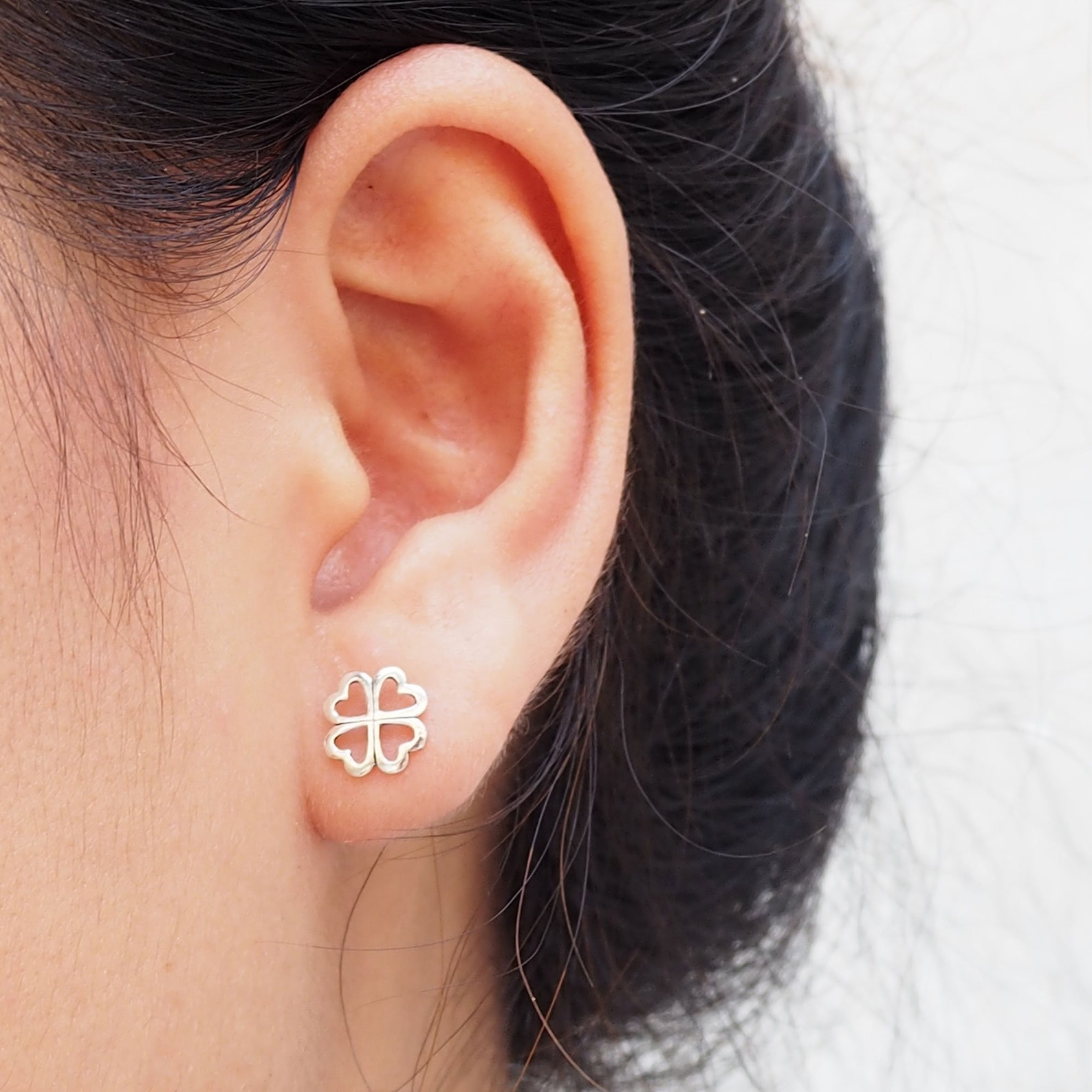 4 Leaf Clover Stud Earrings Lucky Clover Earrings Plants | Etsy