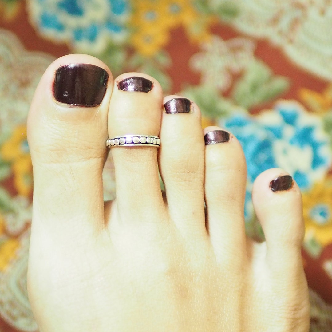 Tribal Dot Toe Ring, Sterling Silver Toe Ring, Ethnic Boho Toe Ring ...