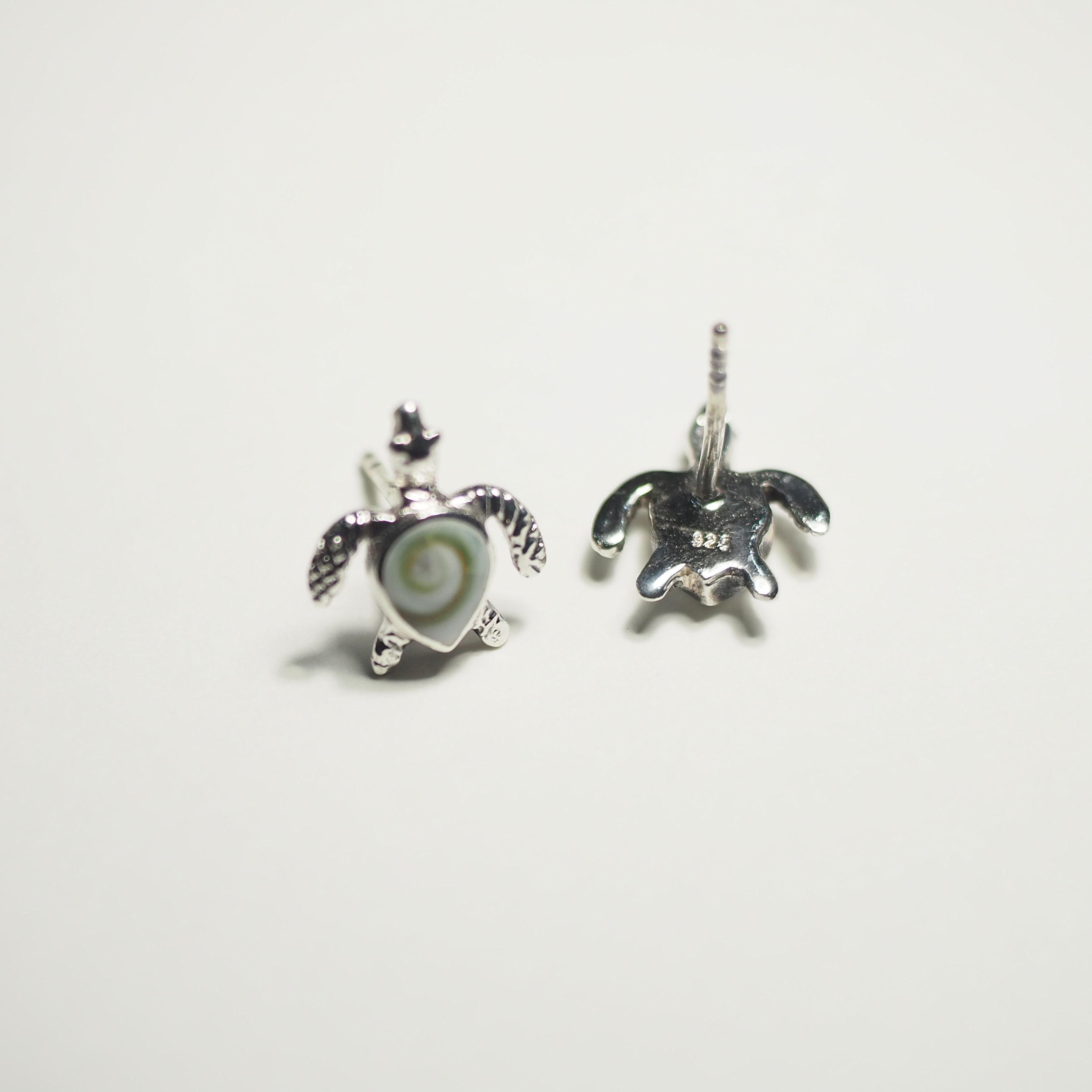 Sea Turtle Stud Earrings Sterling Silver Shell Turtle Earrings | Etsy