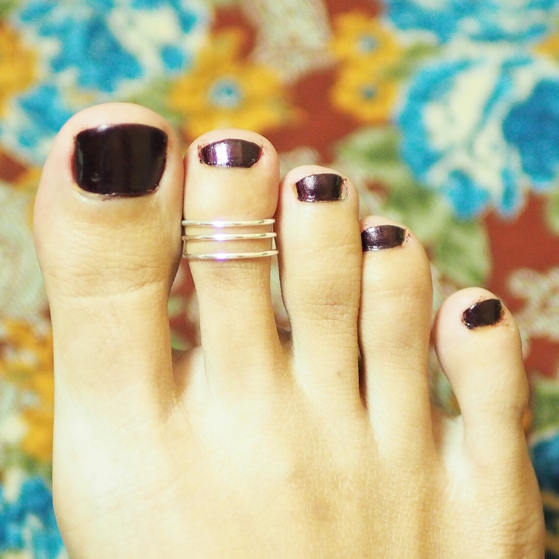 3 Line Toe Ring Sterling Silver Toe Ring Minimalist Ring Plain - Etsy