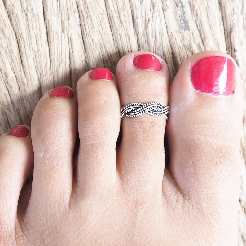Braided Twist Rope Toe Ring Sterling Silver Toe Ring Rope - Etsy
