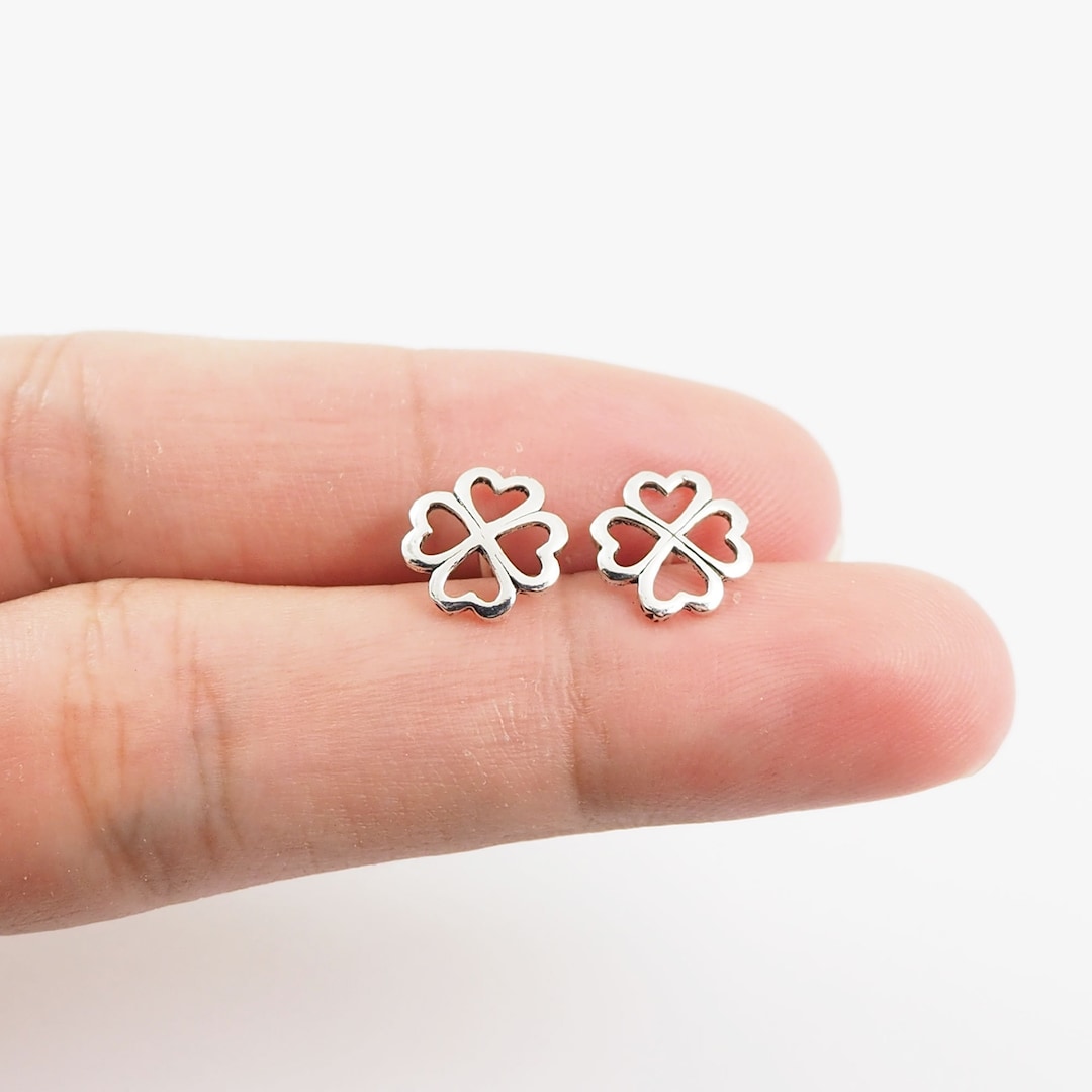 4 Leaf Clover Stud Earrings, Lucky Clover Earrings, Plants Earrings ...