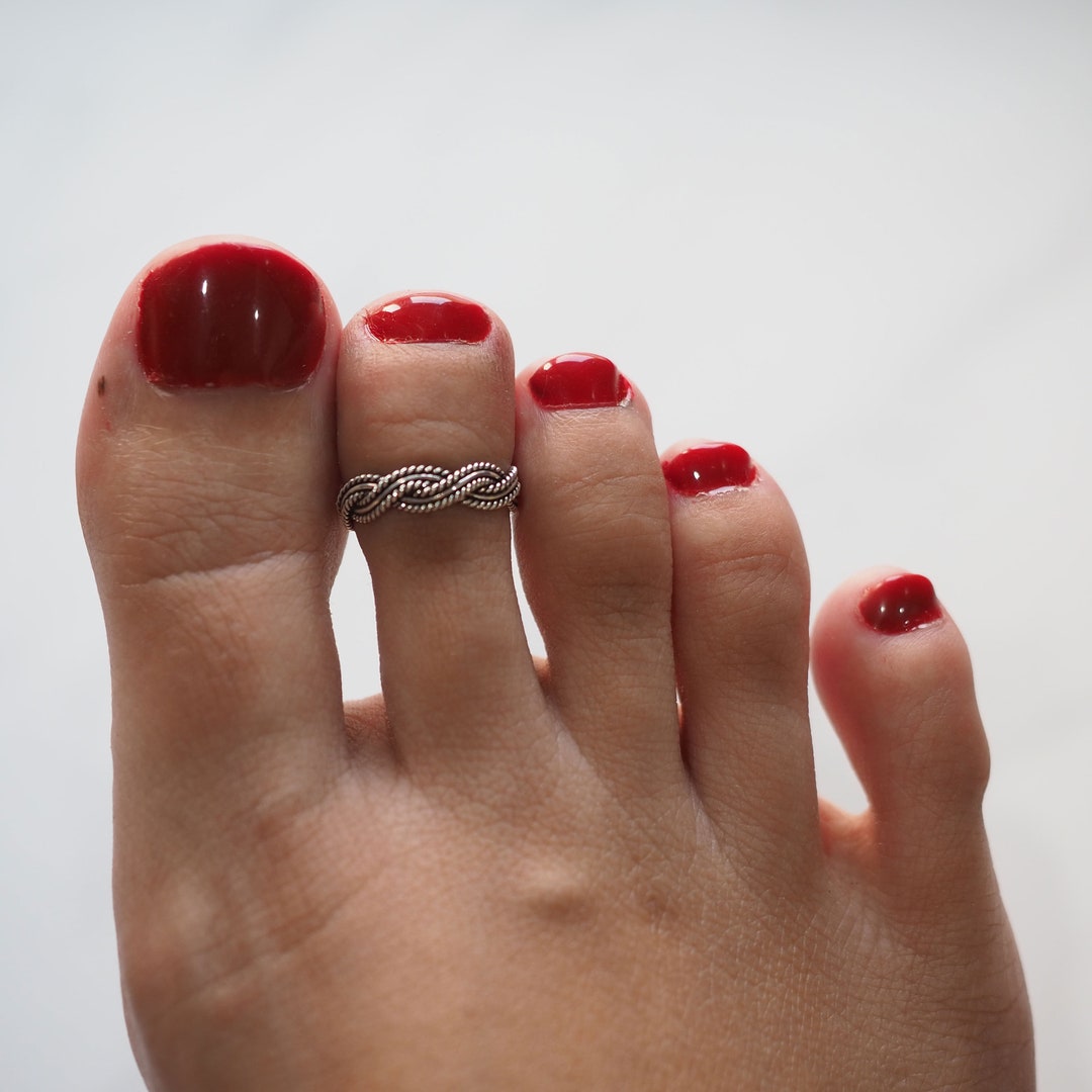 Braided Twist Rope Toe Ring, Sterling Silver Toe Ring, Rope Toe Ring ...