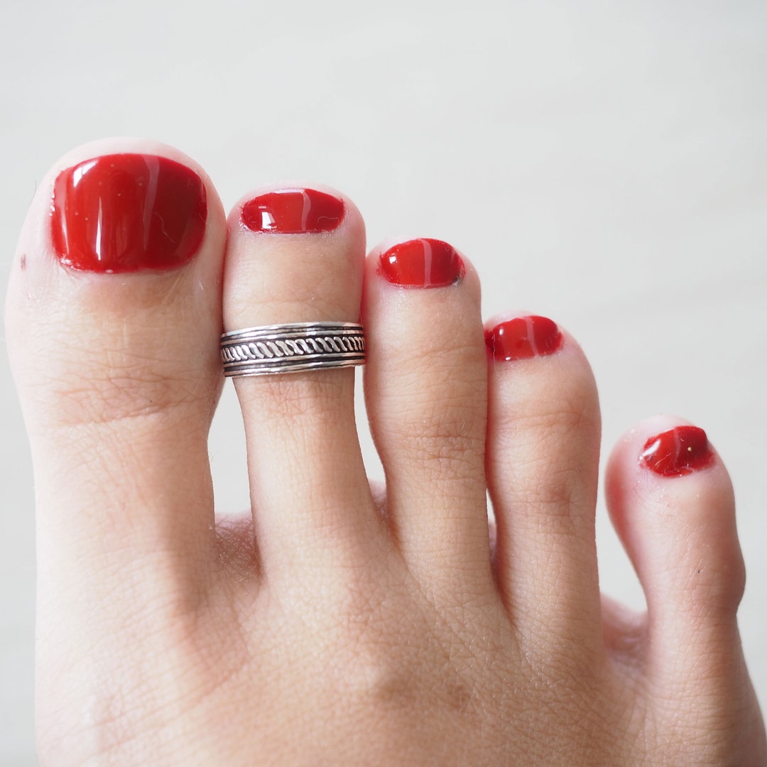Stripe Rope Toe Ring, Boho Ring, Sterling Silver Toe Ring, Minimalist ...