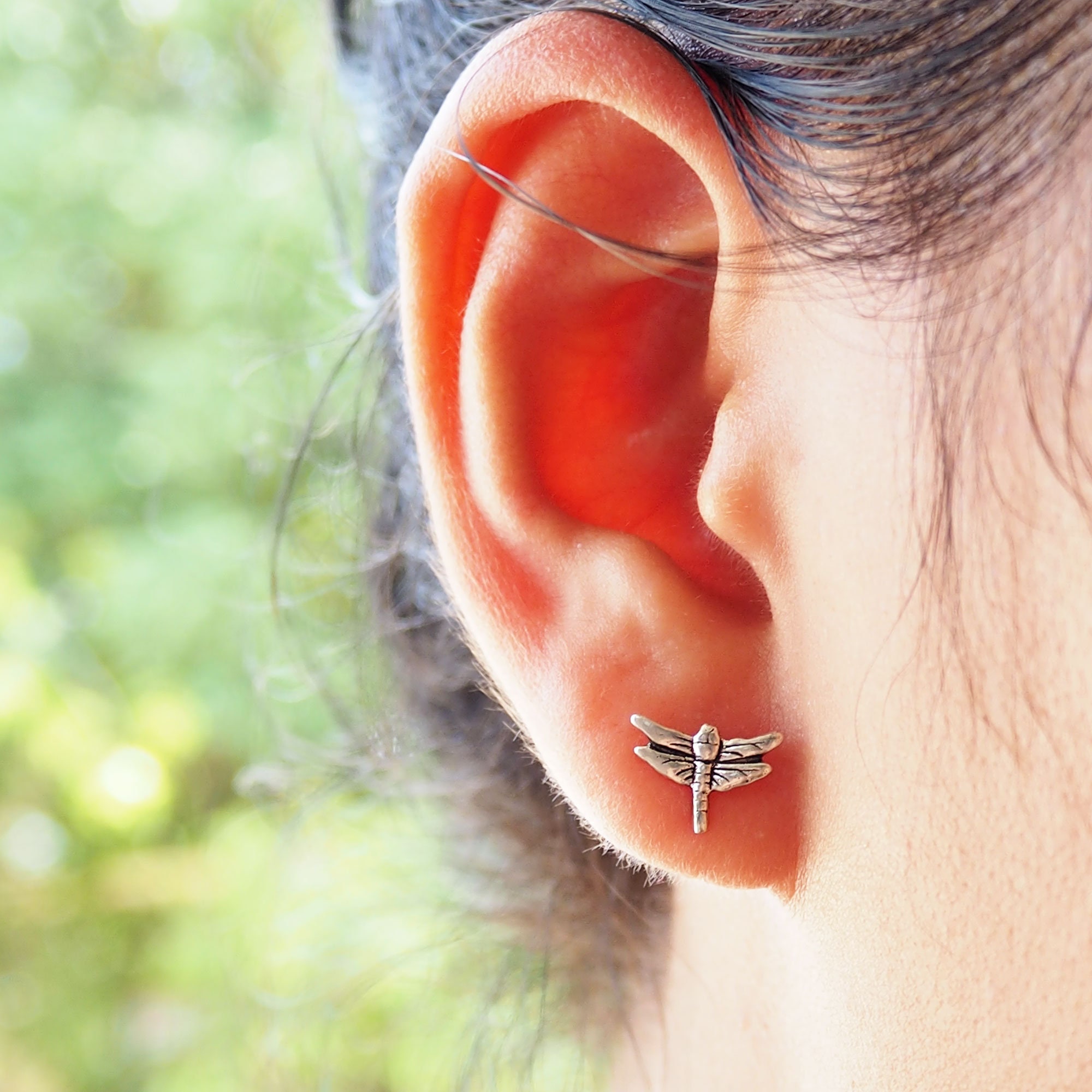 Sterling Silver Dragonfly Stud Earrings, Insect Jewelry - Etsy