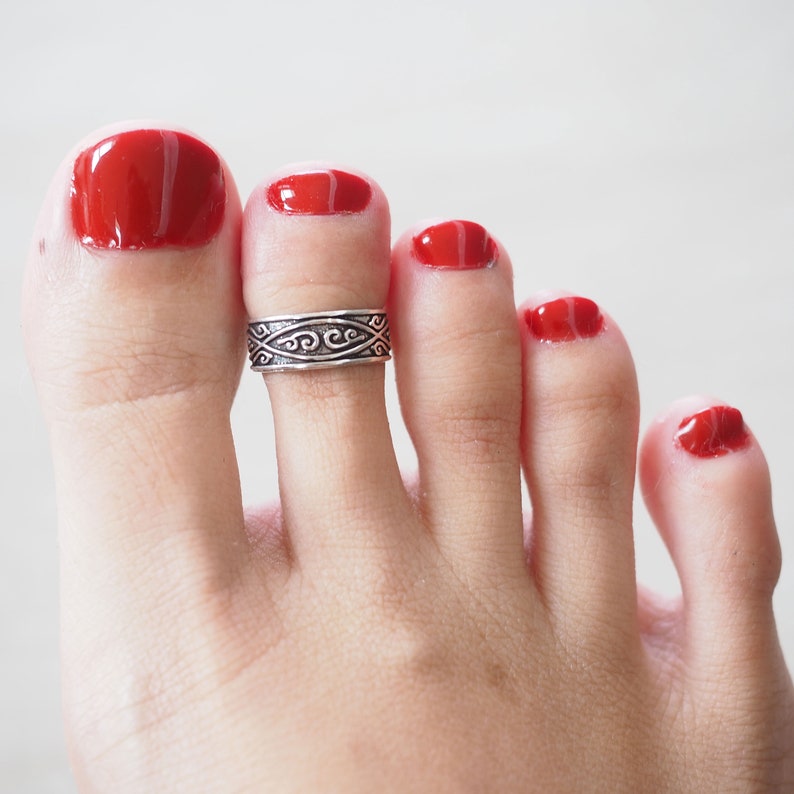 Boho toe ring Sterling silver Toe ring Midi ring Tribal | Etsy