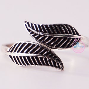 2 Leaf Toe Ring, Sterling Silver Toe Ring, Boho Toe Ring, Leaf Ring, Adjustable Toe Ring / TO4 ...