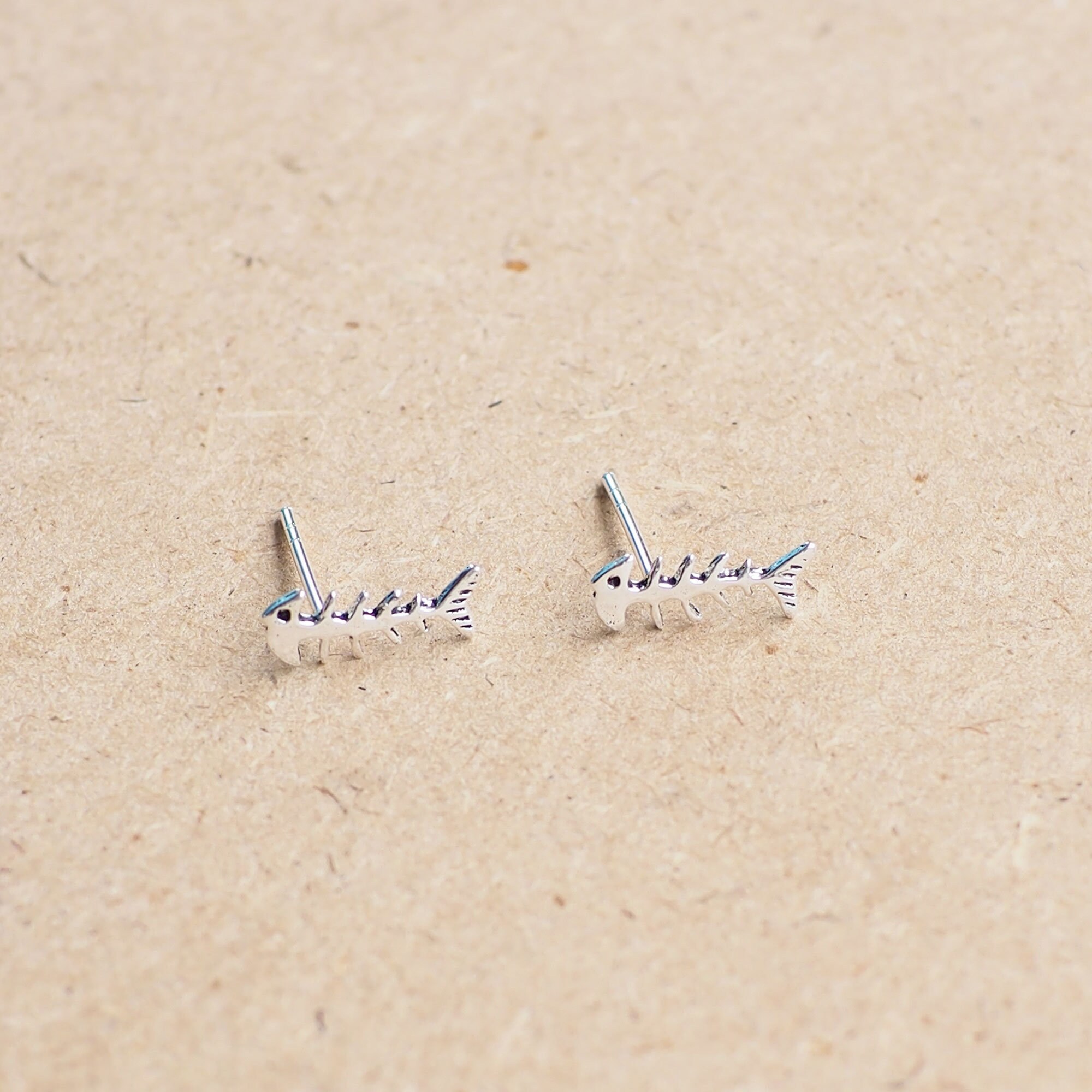 Fish Bone Stud Earrings Fish Earrings Food Earrings Gift | Etsy