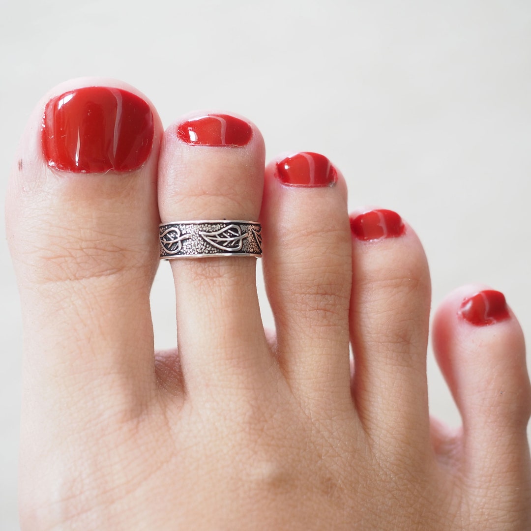 Leaf Toe Ring, Sterling Silver Toe Ring, Boho Toe Ring, Leaf Ring ...