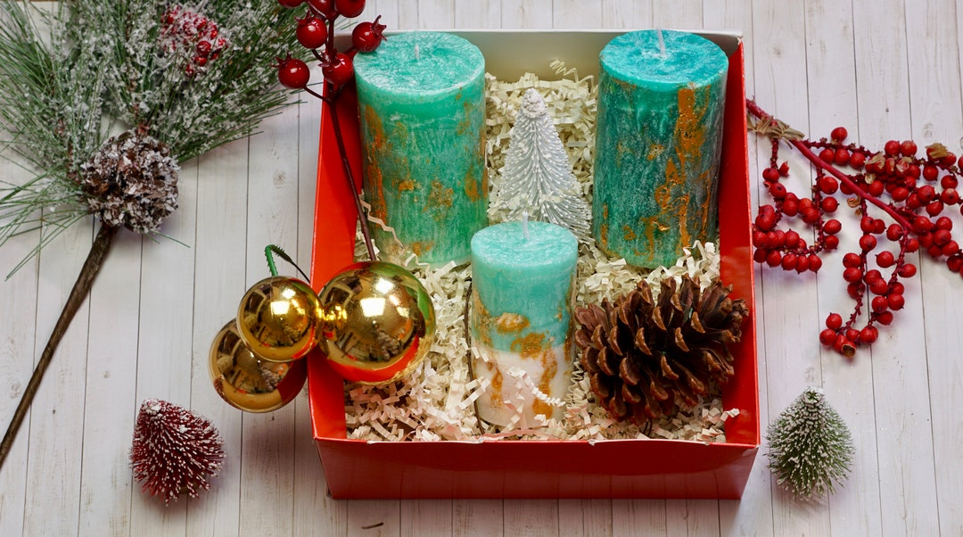 Holiday Pillar Candle Gift Box Gift for Friend, Gift for Mom, Gift for ...
