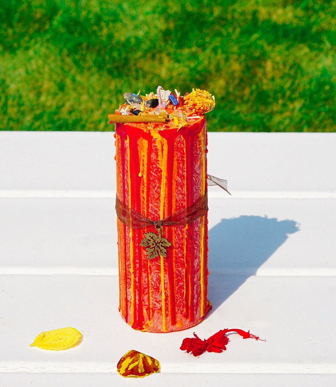 Mabon Ritual Pillar Candle, Organic Herb & Crystal Infused, Crafted for ...