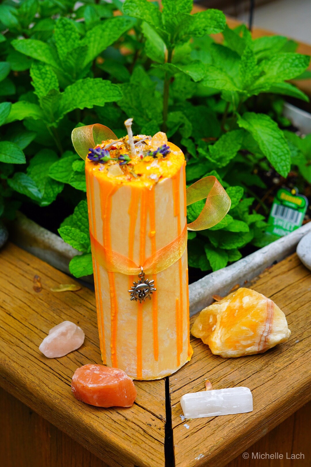Homemade Litha (summer Solstice) Pillar Candle - Crystal and Herb ...