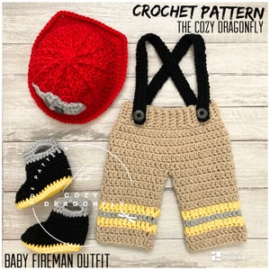 CROCHET PATTERN Baby Fireman Outfit, 0-12 Months Pattern Sizes, Baby ...