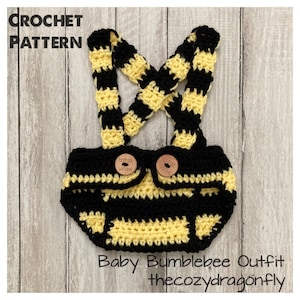 CROCHET PATTERN Baby Bumblebee Outfit, 0-12 Months Pattern, Baby Bee Beanie, Baby Diaper Cover ...