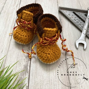 CROCHET PATTERN Baby Work Boots, Pattern Sizes 0-9 Months, Baby Shower ...