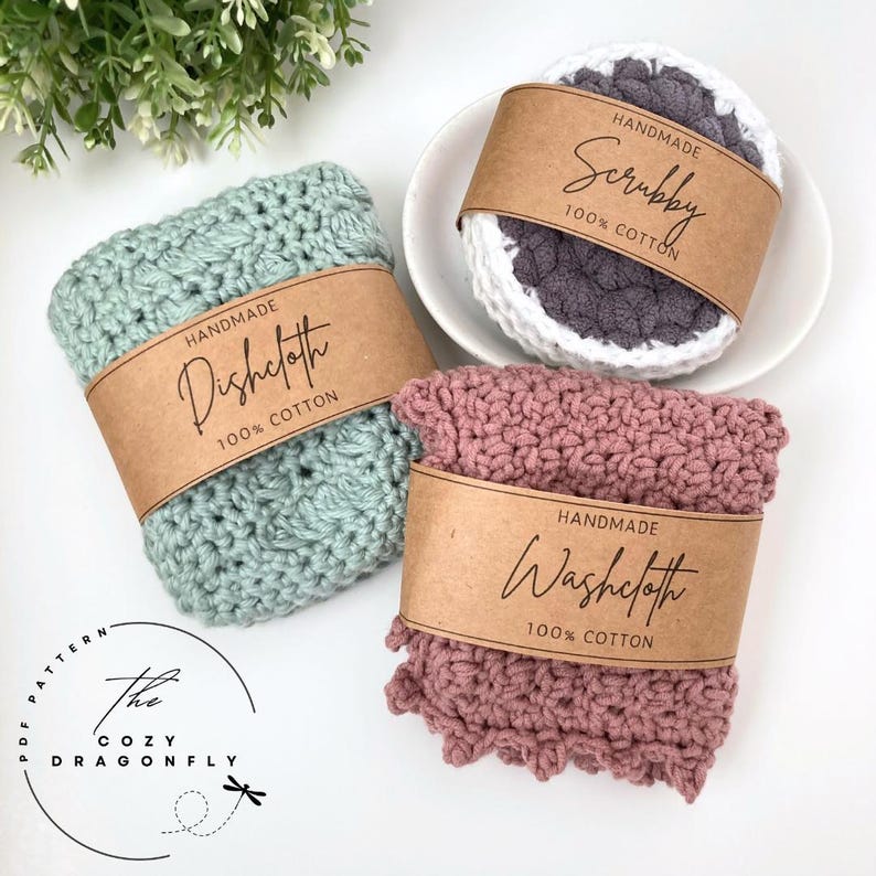 Printable Dishcloth Label, Washcloth Label, Handmade Crochet Tag, Knit ...