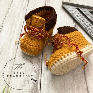 CROCHET PATTERN Baby Work Boots, Pattern Sizes 0-9 Months, Baby Shower ...