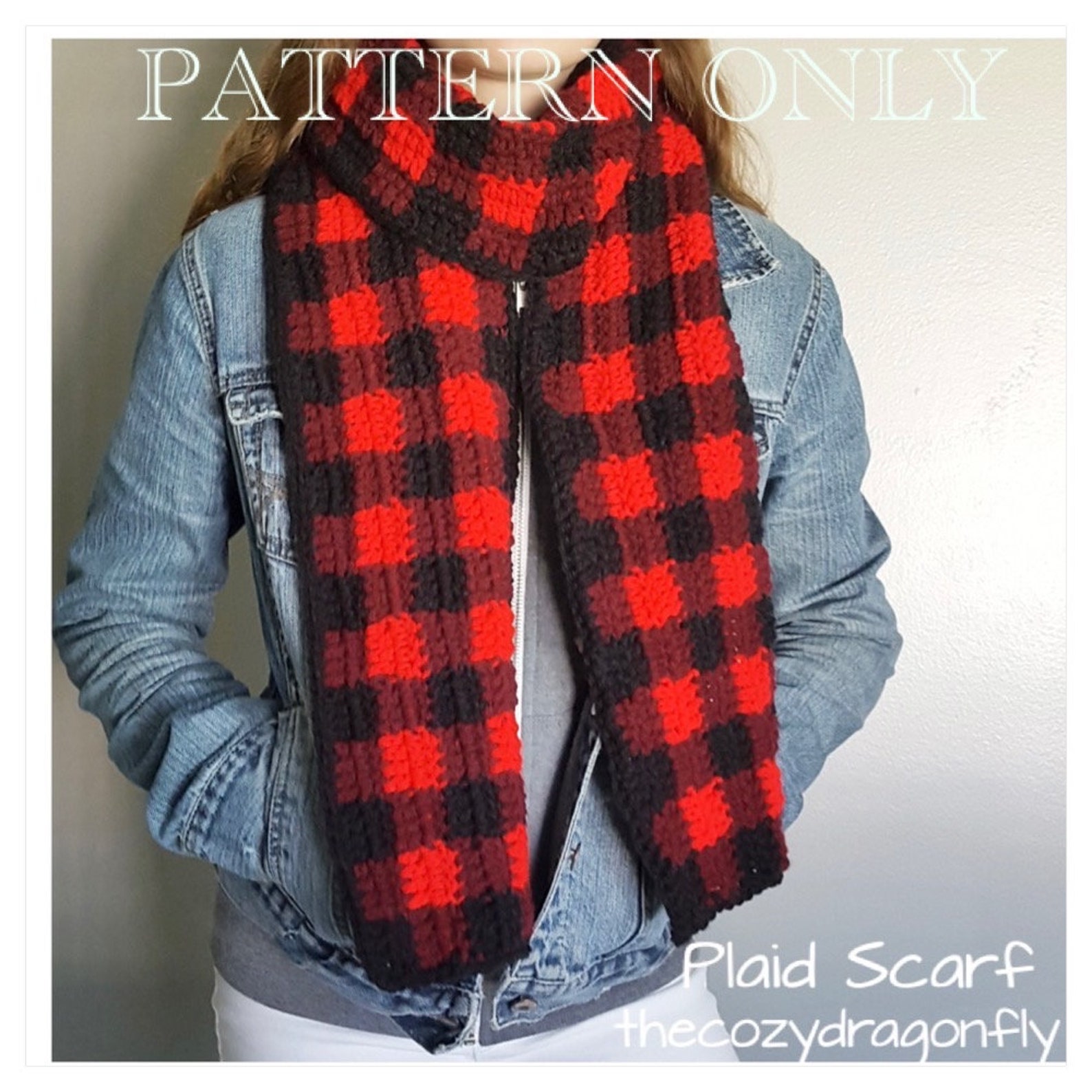 CROCHET PATTERN / Plaid Scarf / Crochet Scarf Pattern / - Etsy