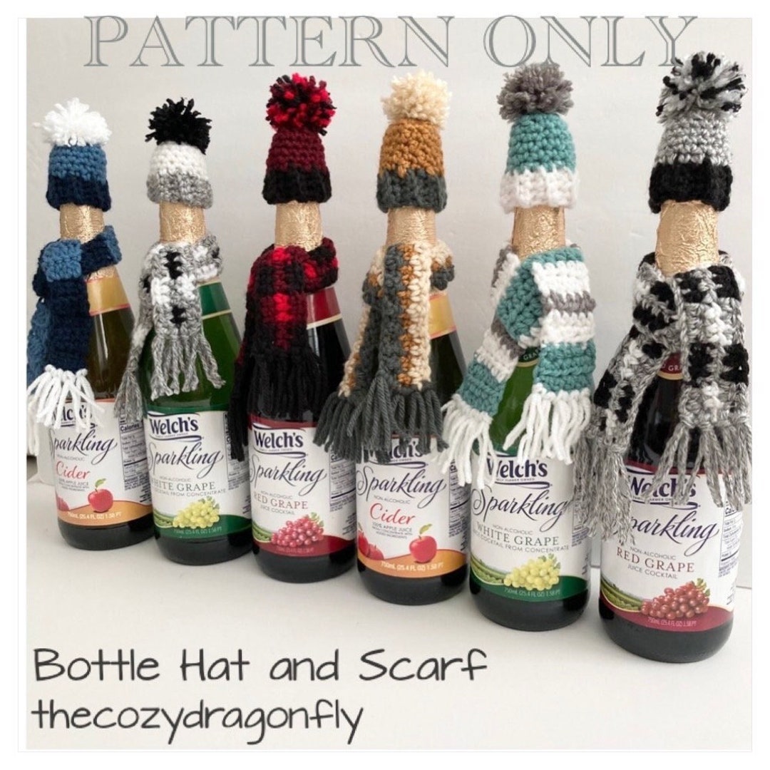 CROCHET PATTERN / Bottle Hat and Scarf / Crochet Mini Ornament - Etsy