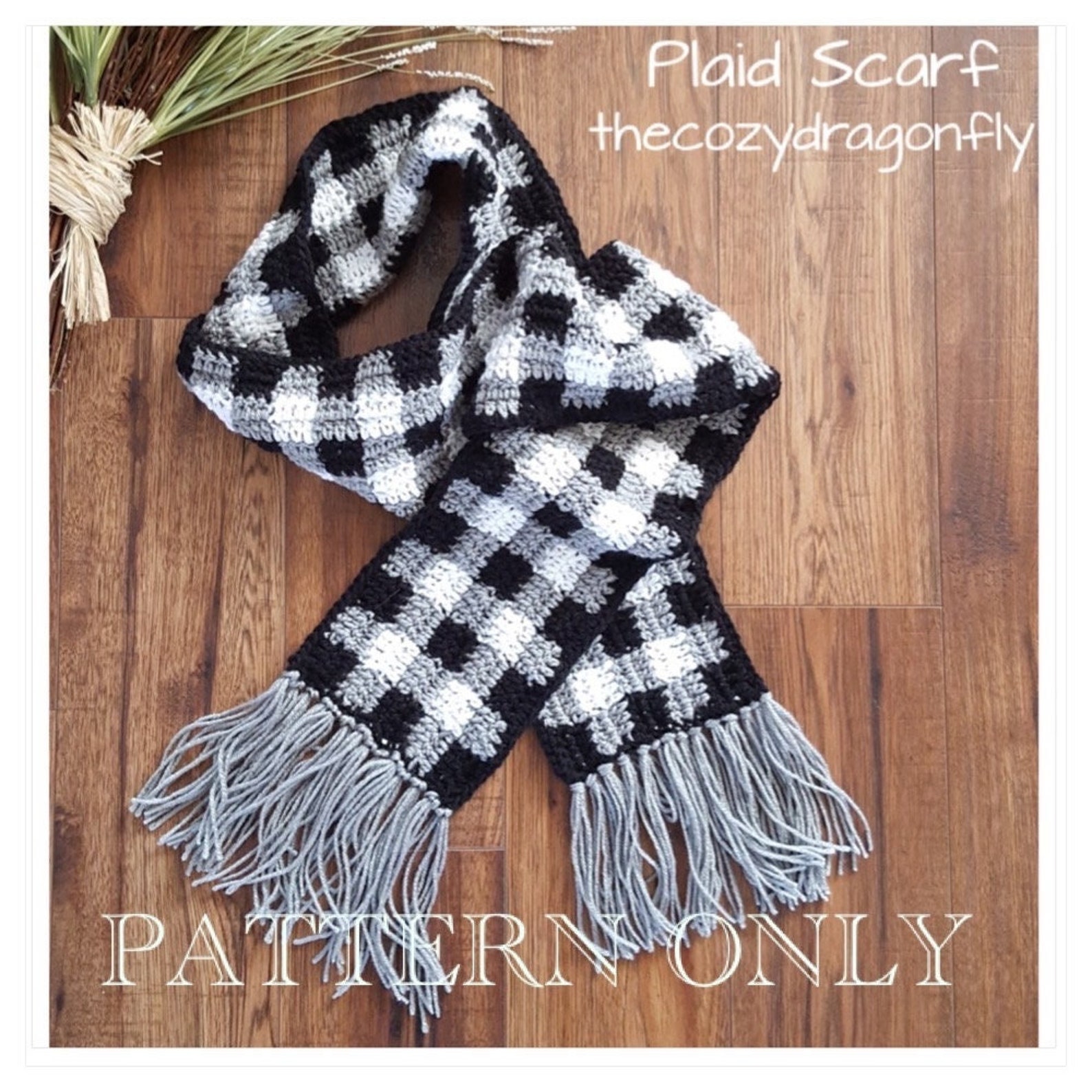 CROCHET PATTERN / Plaid Scarf / Crochet Scarf Pattern / - Etsy