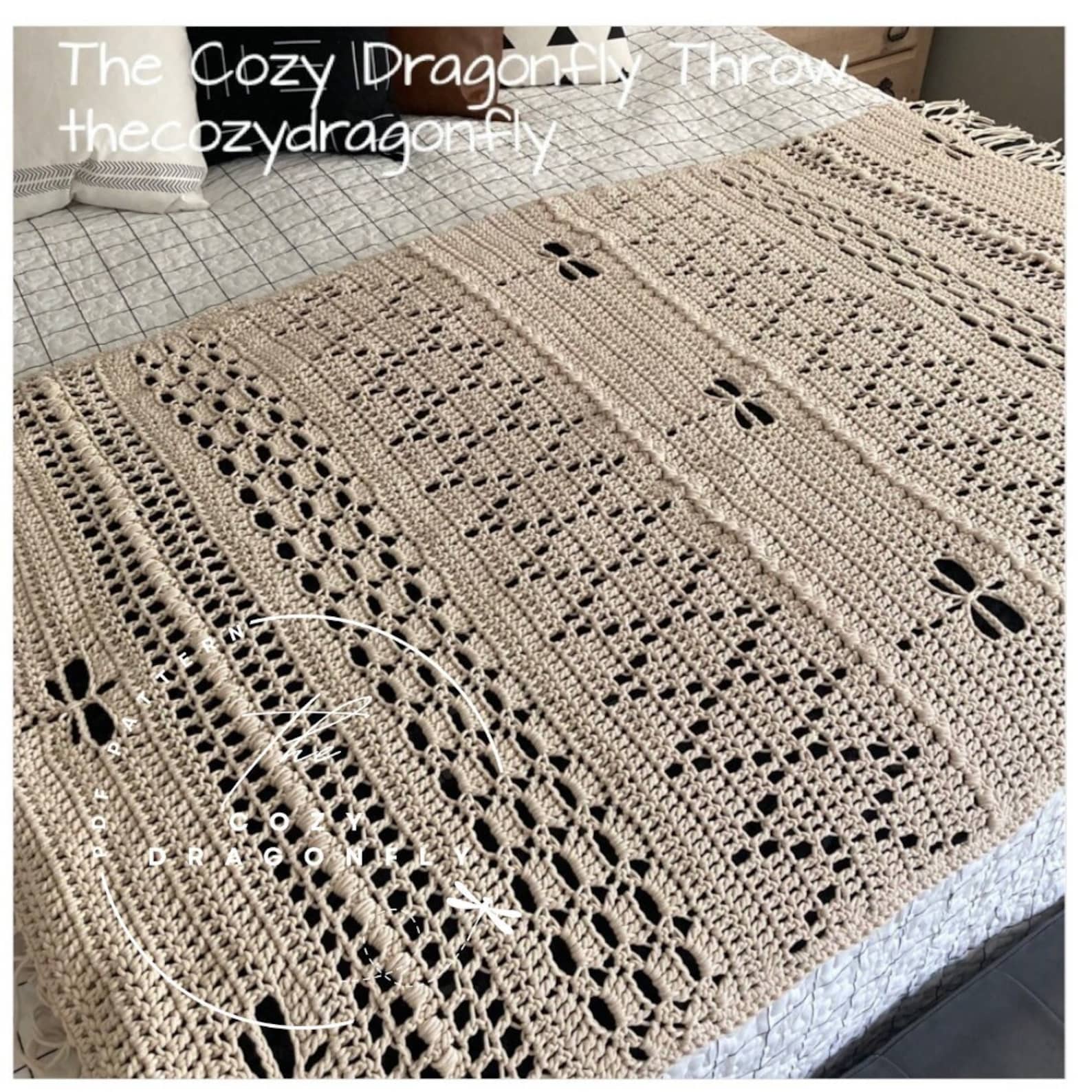 CROCHET PATTERN the Cozy Dragonfly Throw, Dragonfly Blanket, Crochet ...