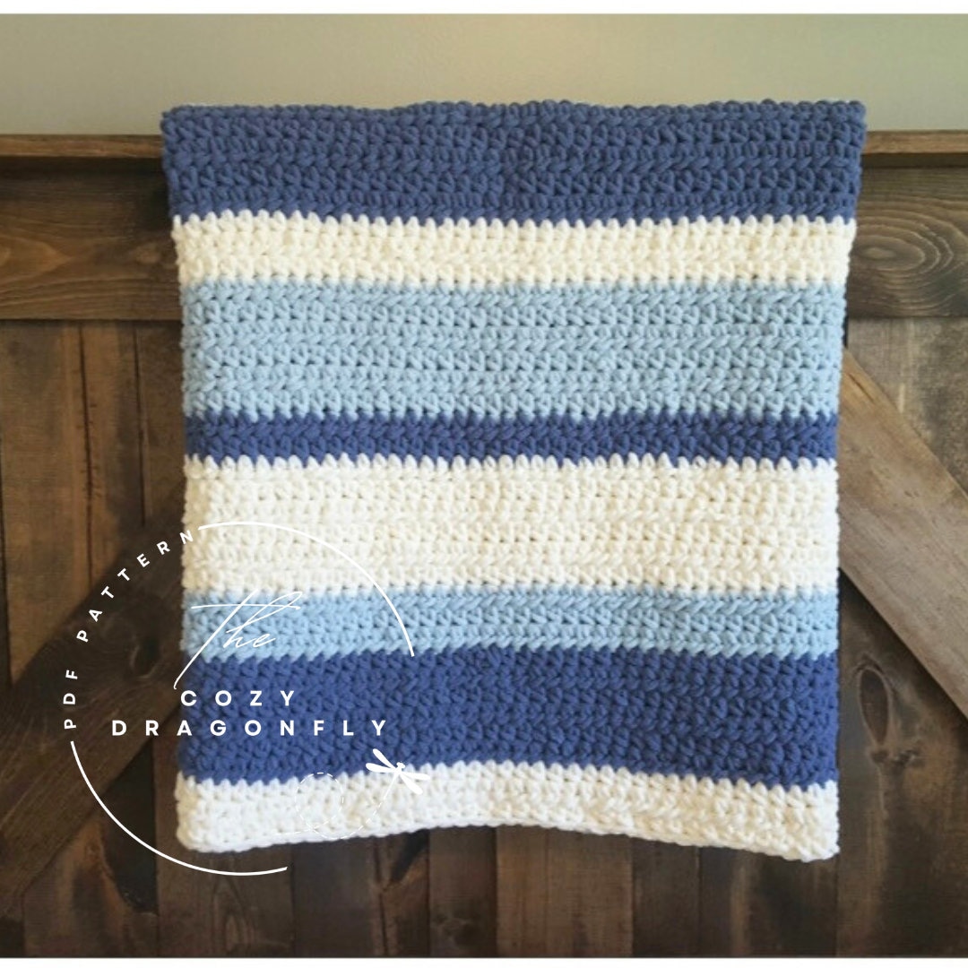 CROCHET PATTERN Winter Stripe Throw, Beginner Pattern, Crochet Easy ...